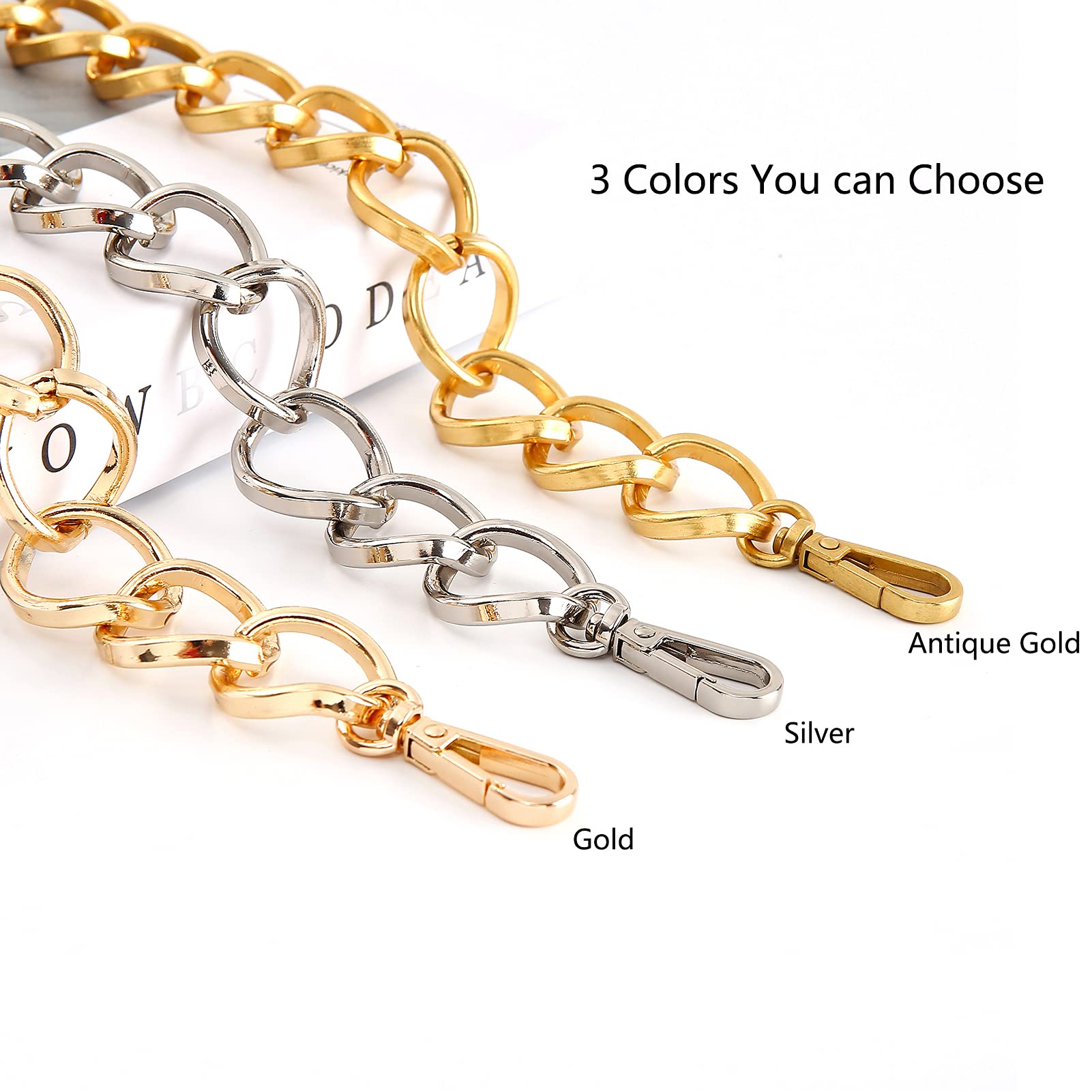 Elegant Silk Scarf Metal Purse Handle Strap Handbag Chain Replacement Accessories Decoration (Antique Gold)