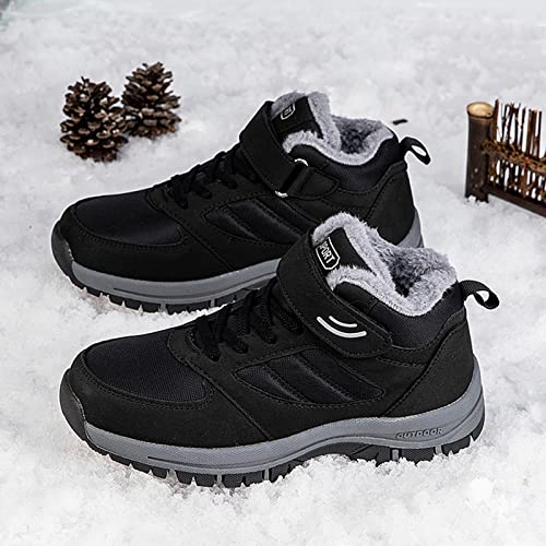 FASDNENDYS Waterproof Winter Boots Couple Models Men's Middle Aged and Elderly High Top Mens Sneaker Shoes Size 10 New Black