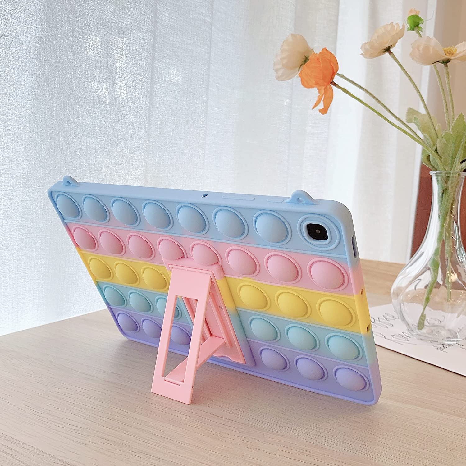 for Fire HD 10 / Fire HD 10 Plus (2021 Release) Case with Stand, Fire 10 hd (11th Generation) Case Fidget Pop Toys Push It Bubble Soft Rainbow Silicone Protective Cover for Women Kids