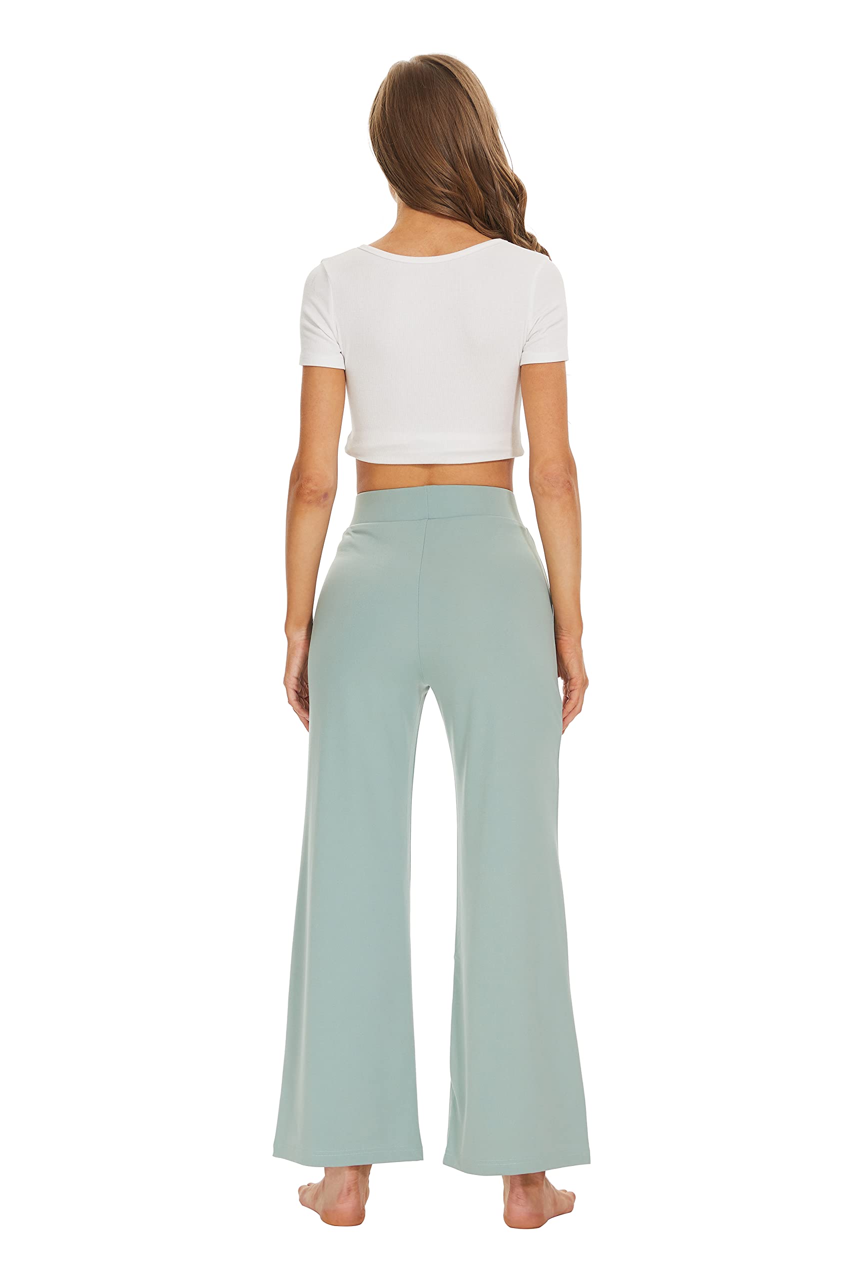 FUNYYZO Women Yoga Capris Pants Soft Wide Leg Lounge Workout Comfy Stretchy Cropped Trousers