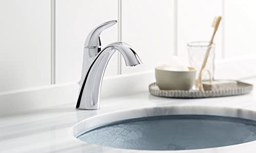 KOHLER K-45800-4-CP Alteo Handle Single Hole or Centerset Bathroom Faucet with Metal Drain, One Size, Polished Chrome