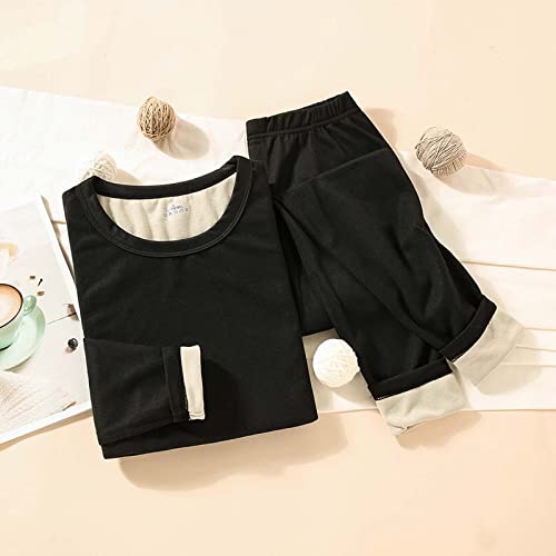 Fupinoded Thermal Underwear for Men Long Johns Set Fleece Lined Ultra Softmen long johns thermal set Black