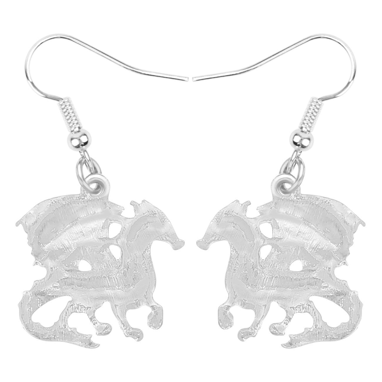 Enamel Alloy Dinosaur Fantasy Dragon Earrings Drop Dangle Unique Animal Jewelry for Women Dragons Gifts (Blue)
