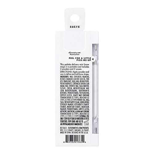 e.l.f. Bite-Size Brow, Mini Brow Quad with Ultra-Pigmented Waxes & Powders, Eyebrow Grooming & Makeup Kit, Black, 0.14 Oz