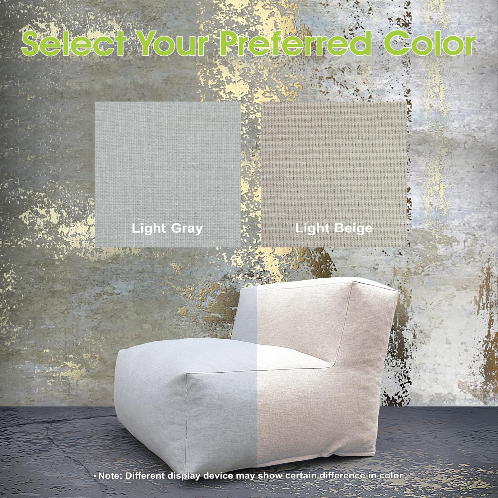 Modern ANNY-H Middle Chair OUTDOOR Furniture Patio Couch CREATING a UNIQUE Patio Garden Modular Contemporary Sofa (light beige)