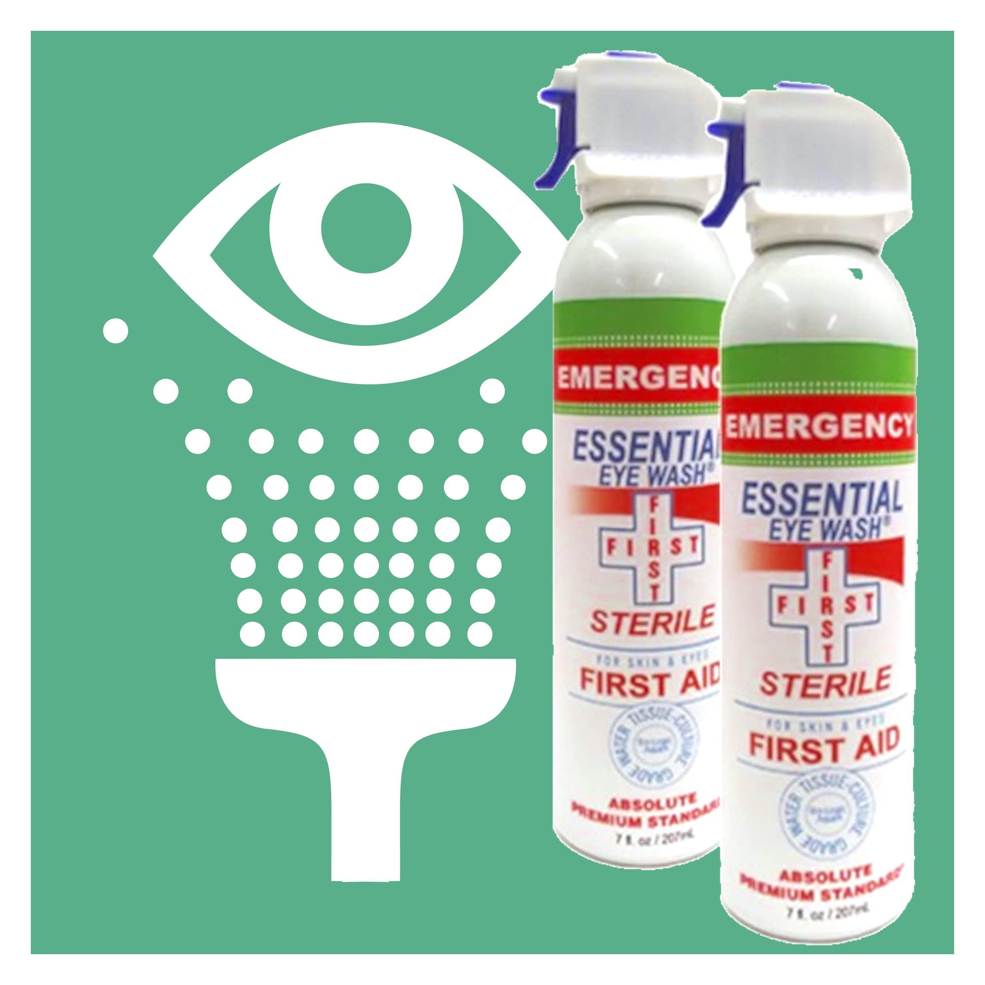 Mirrored Emergency Eye Wash Station with 2 Bottles of 7-oz Eyewash Spray from Biologic Aqua