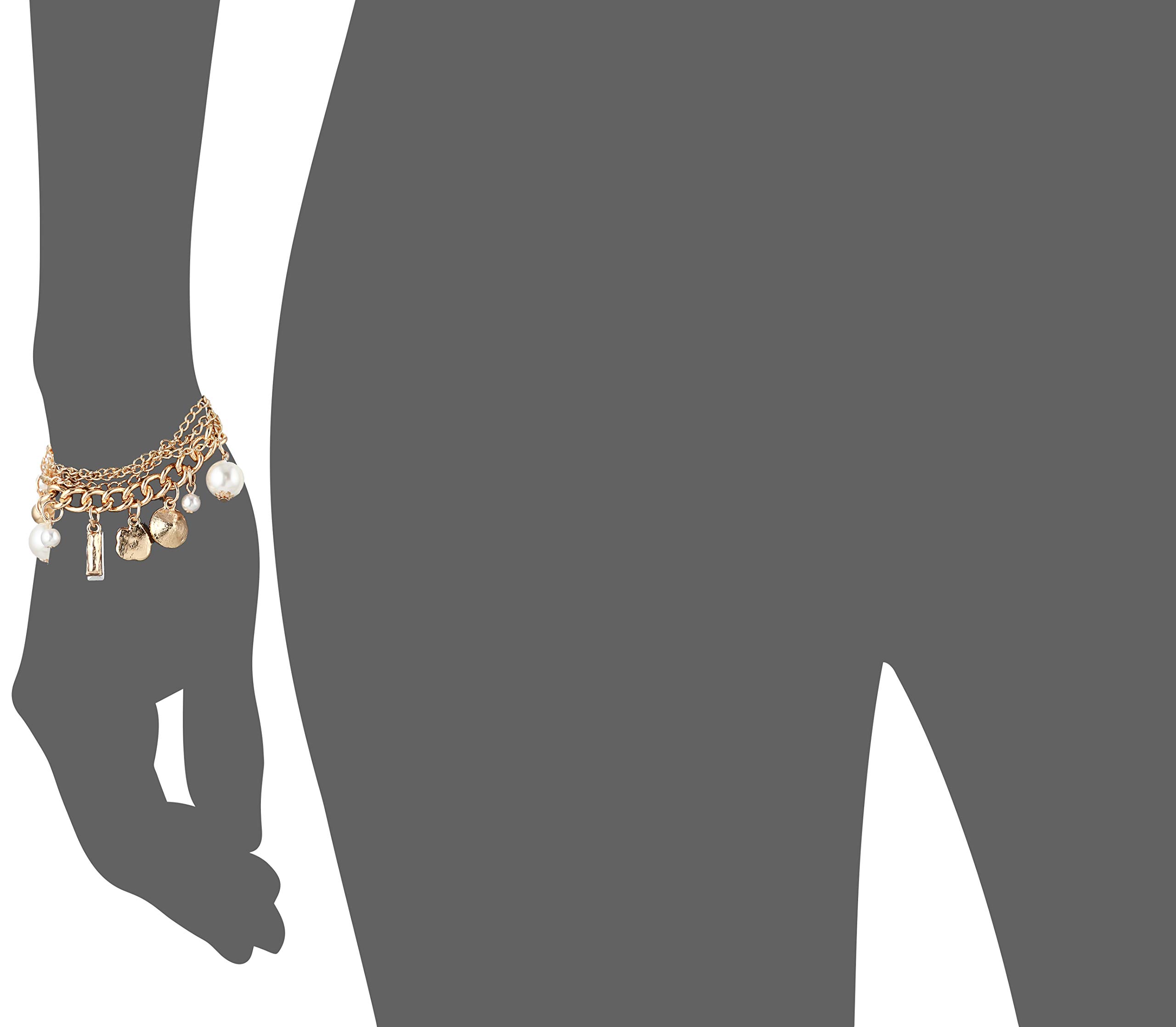 Fashion Jewelry designer inspired statement gold tone chain boho chic charm bracelet for women (Clover)