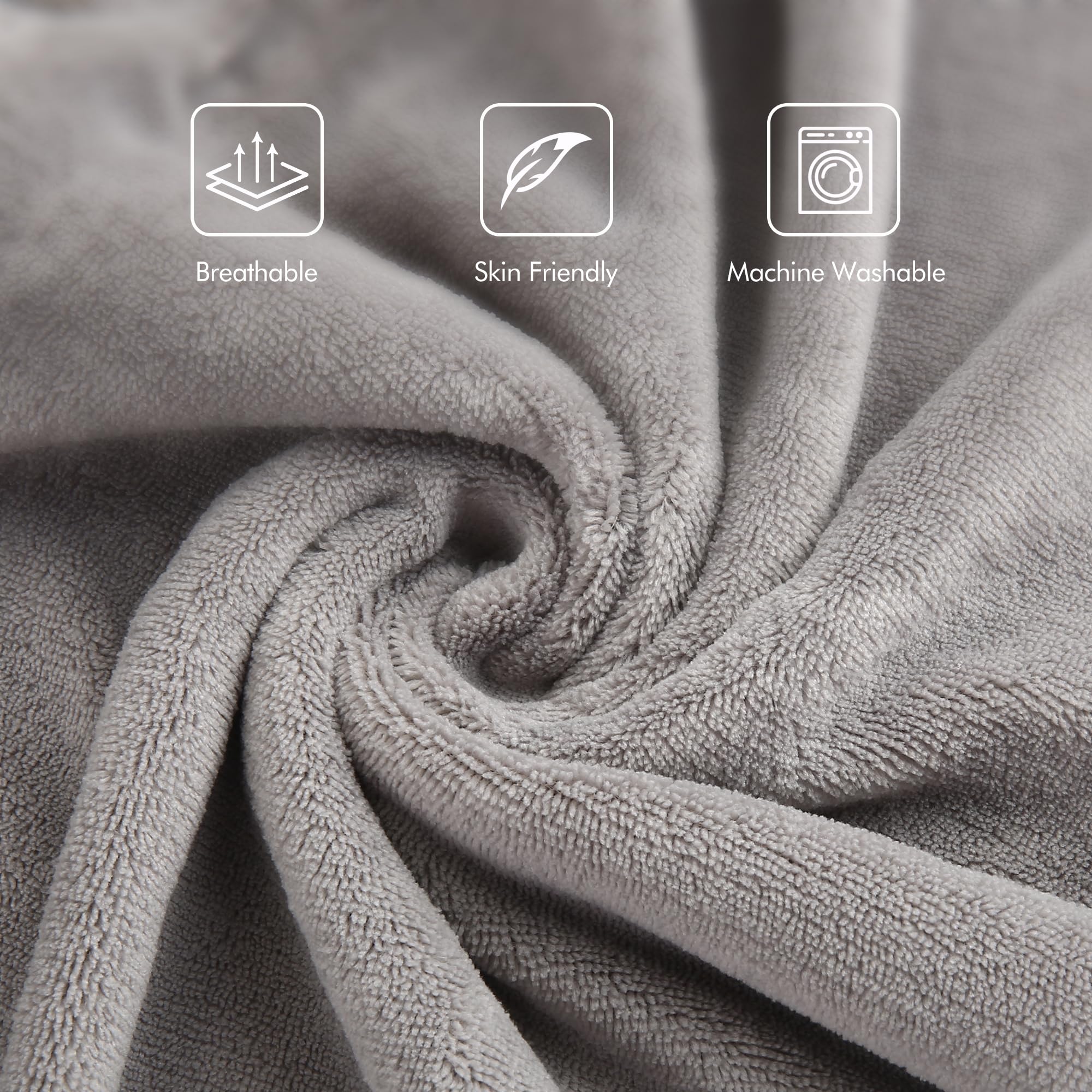 ESTINGO Heated Blanket Twin Size, Fast Heating Blanket with Extremely Cozy Plush, Electric Blanket with 5 Heating Levels & 10 Hours Auto Off for Bedroom Office Couch, 62"x84", Light Gray