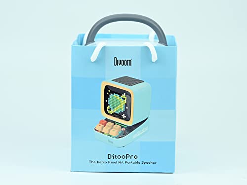 Divoom Ditoo Retro Pixel Art Game Bluetooth Speaker with 16X16 LED App Controlled Front Screen (Blue) …