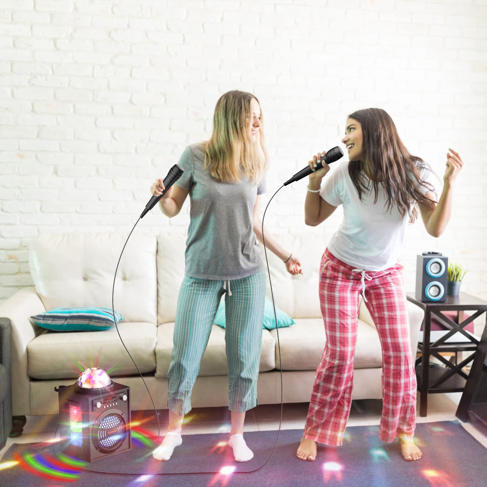 EARISE T12 PRO Karaoke Machine with 2 Microphones, Karaoke System with LED Lights, Portable PA System Bluetooth Speaker for Adults & Kids, 3 Microphone Inputs