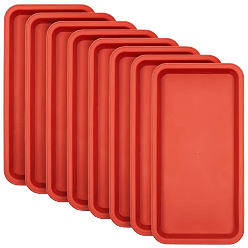 Juvale 8 Pack Plastic Plant Drip Trays for Planters, Pots, Rectangular Saucer Pans for Indoors, Outdoors (Terracotta Red, 6.5x12 in)