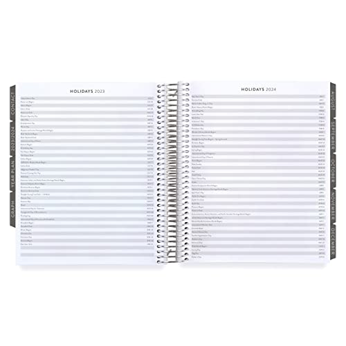 Erin Condren 7" x 9" Platinum Coiled Focused Teacher Lesson Planner (August 2023 - July 2024) - Quartz Grid Vegan Leather Cover - 80 Lb. Thick Mohawk Paper, 12 Month Calendar