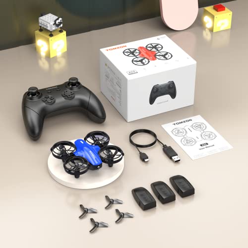 TOMZON A24 Mini Drone for Kids with Battle Mode, Kids Drone with Throw to Go, High Speeds Rotation, Self Spin & 3D Flip, RC Quadcopter with Altitude Hold, Headless Mode, 3 Batteries, Safe Cover, Blue