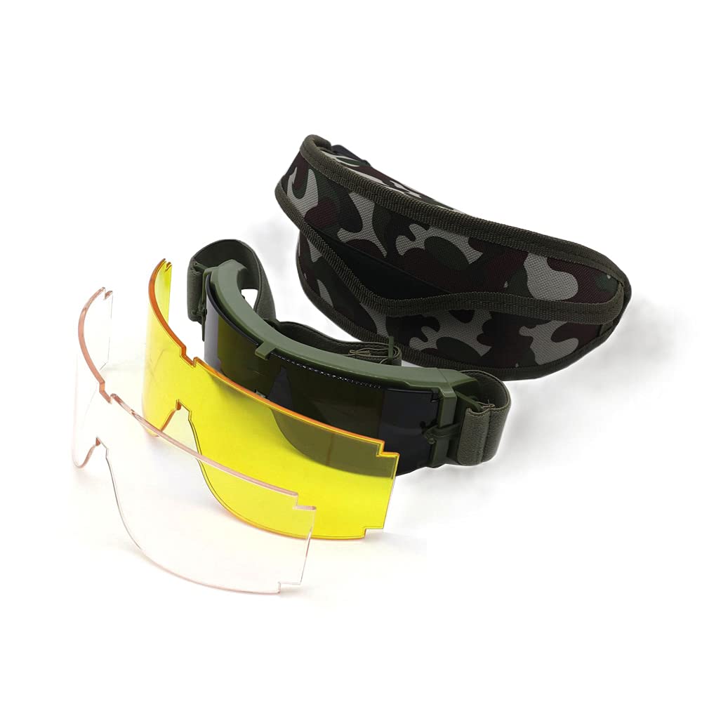 DPLUS Motorcycle Goggles, Ski Goggles, Safety Goggles, Dirt Bike ATV Goggles Protective Combat Tactical Military Goggles (Green)
