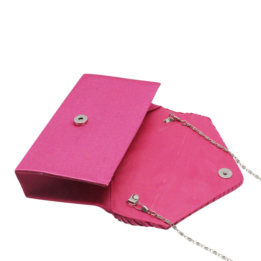 Emily Bridal Crystal Satin Abendtasche für Frauen (Fuchsia)