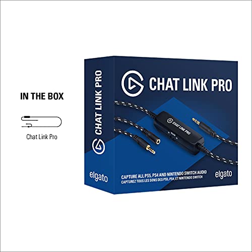 Elgato Chat Link Pro Audio Adapter for PS5, PS4, Nintendo Switch, Capture Voice Chat, Gameplay Sound, Extra Long Cable, Black
