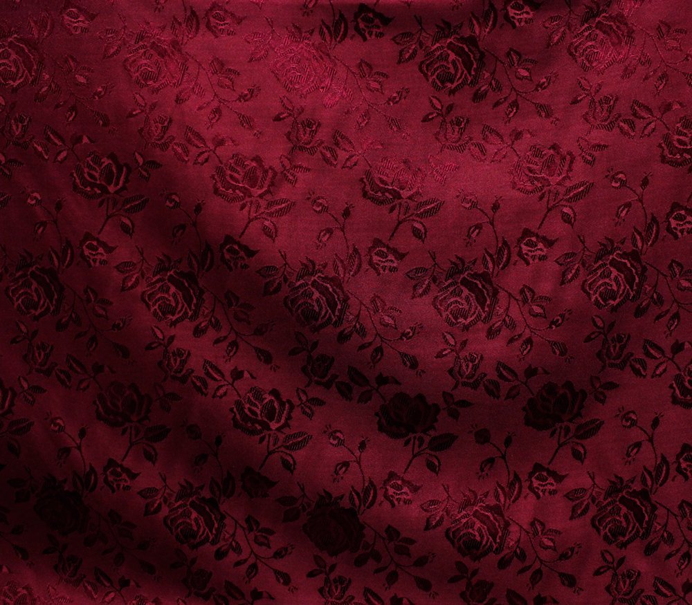 Satin Floral Jacquard Fabric 58" Wide Sold by The Yard (Burgundy)