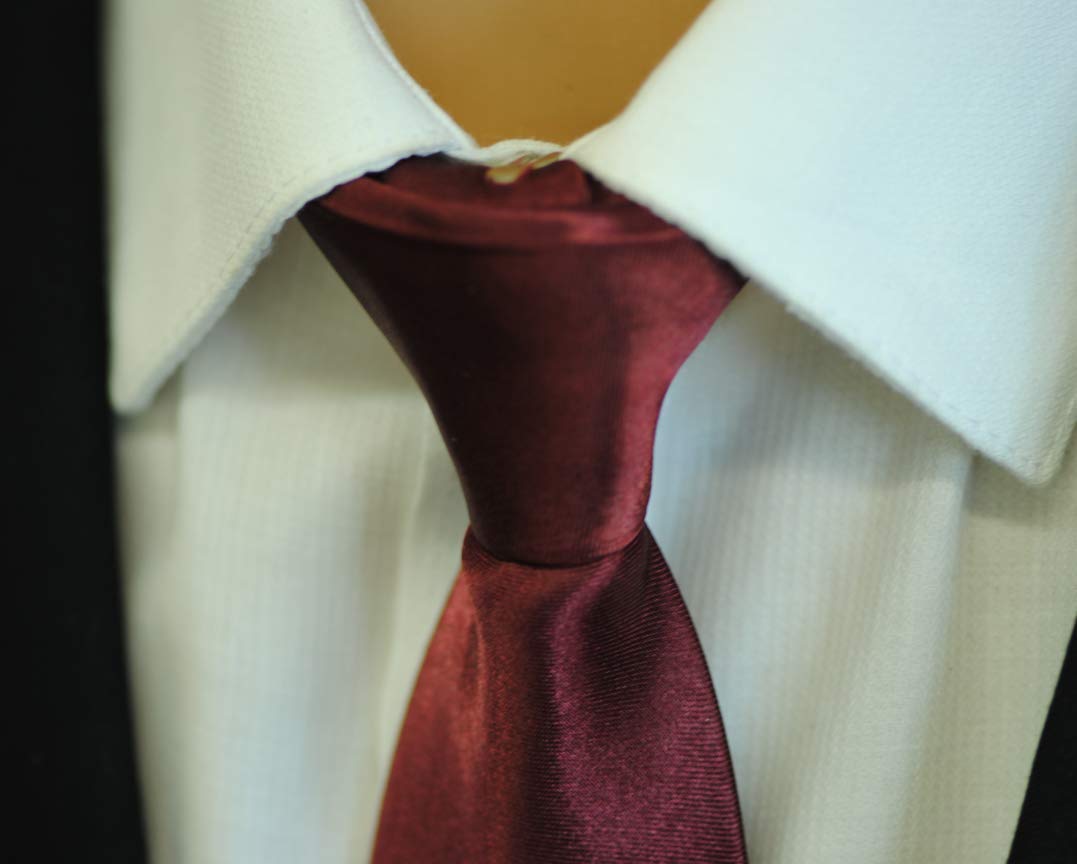 FOMANN Mens Clip on Ties Solid Uniform Clip-on Neck Ties for Police and Security Pullaway Clip Ties (Burgundy)