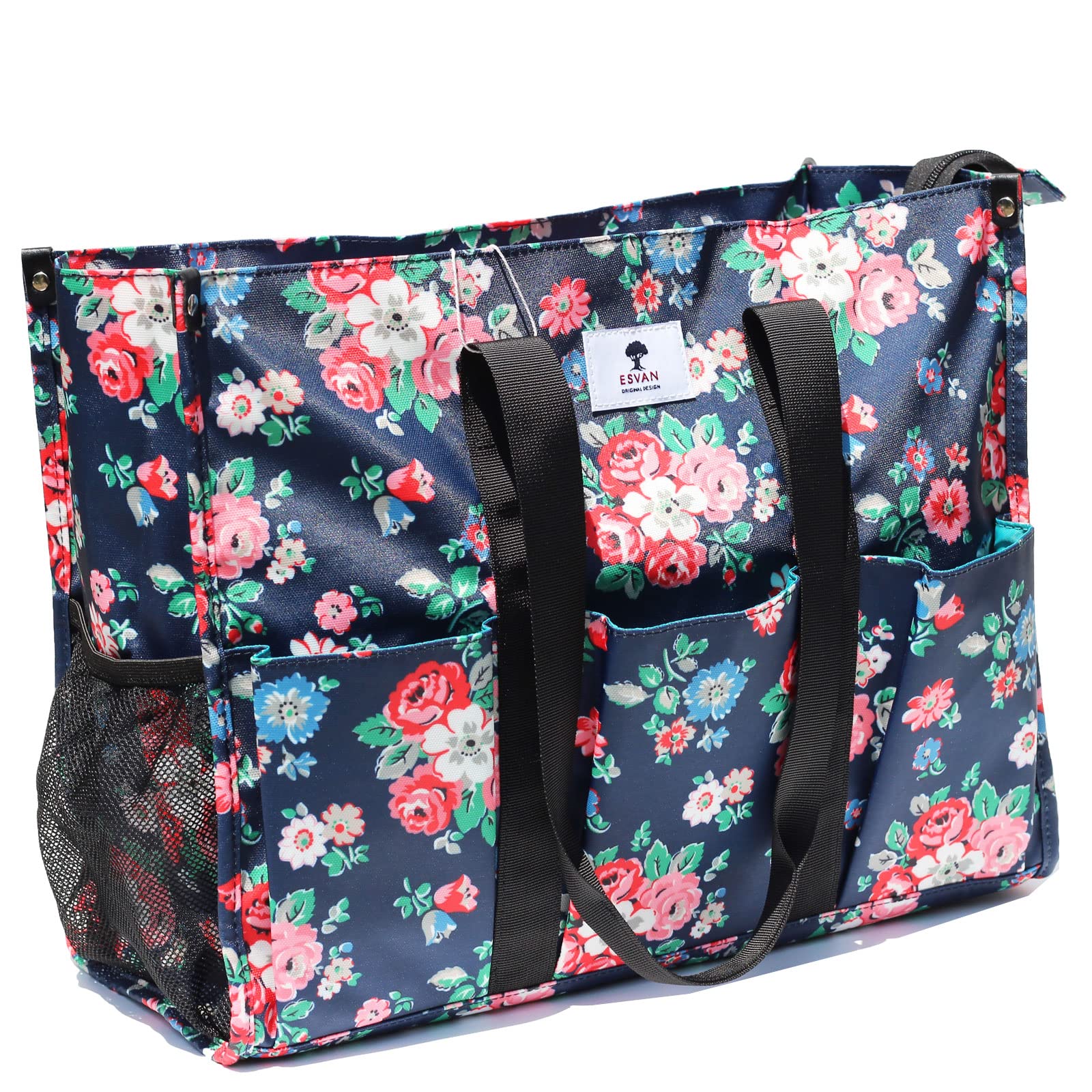 ESVAN Utility Tote Bag with Zip Top Waterproof Teacher Tote Bag for Teacher Work Women Beach