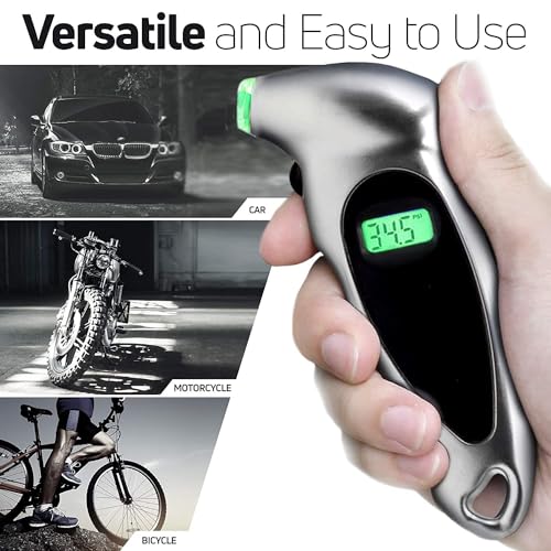 Digital Tire Pressure Gauge β Backlit Air Measurement Checker Tool for Bikes, Cars, Trucks - by Hydraulax