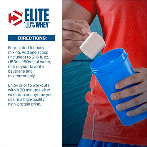 Dymatize Elite 100% Whey Protein Powder, 25 g Protein, 5.5 g BCAAs & 2.7 g L-Leucine, Quick Absorbing & Fast Digesting for Optimal Muscle Recovery, Rich Chocolate, 160 Oz