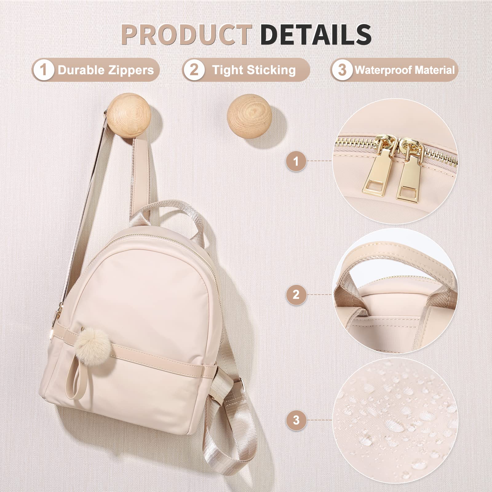 Fashion Mini Backpack Purse for Women, Lightweight Cute Small Backpack, Anti Theft Backpack Daypacks Lady Handbags, Beige