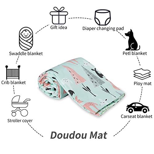 Pinko Coral Baby Blanket for Boys Girls Soft Plush Minky Blanket with Double Layer Dotted Backing,Printed Animal Bed Throws for Children (Green Forest Deer, M)