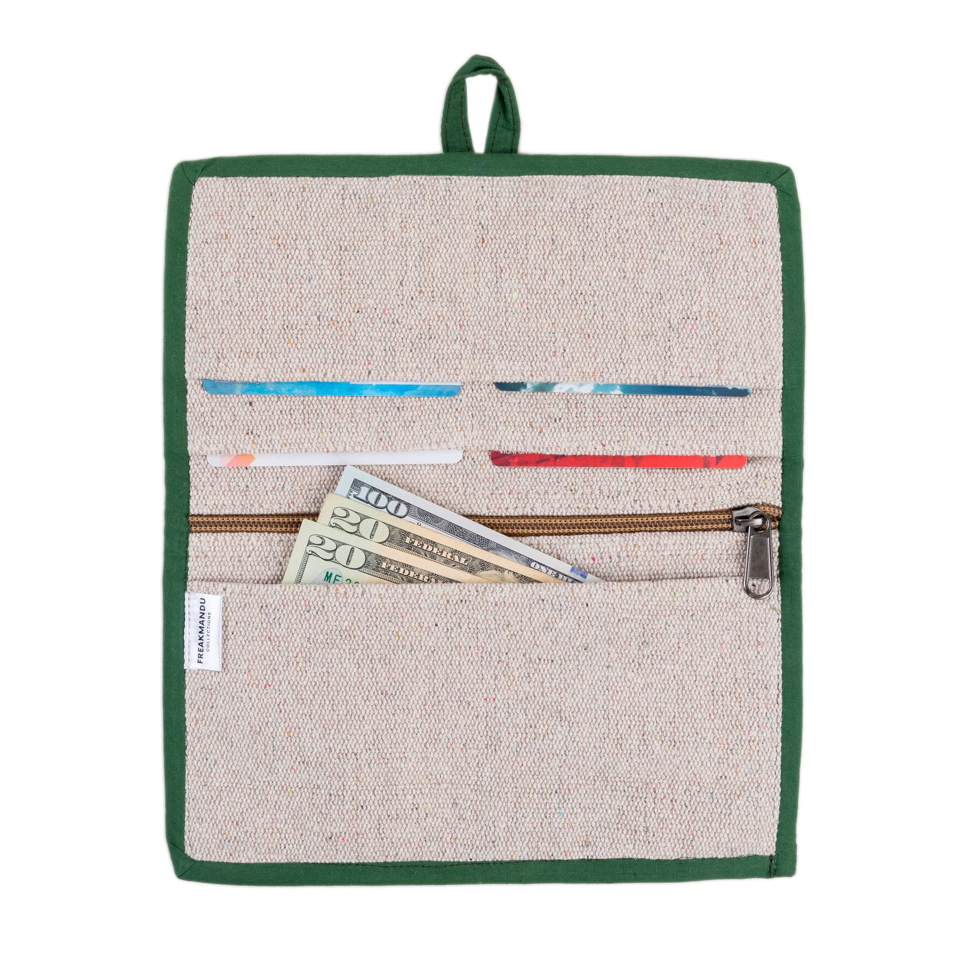 Freakmandu Collections Women's Wallet Vegan - Handmade Bifold Wallet 100% Cotton Made in Nepal