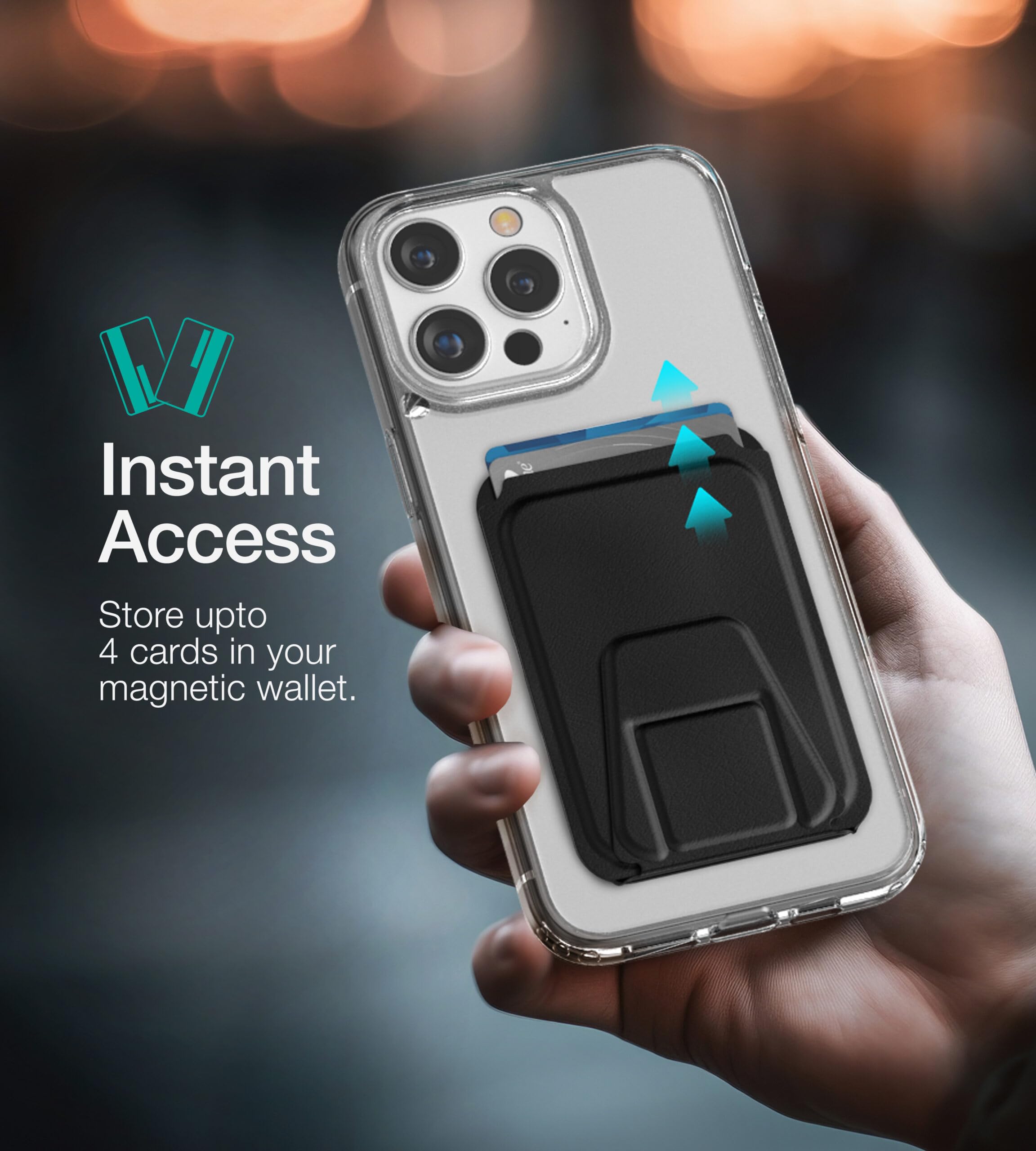 ENCASED Clear Case with Magnetic Wallet Designed for iPhone 15 Pro Case with Card Holder (Compatible with MagSafe) Clear