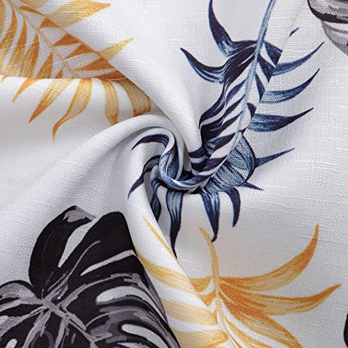 EliteSpirit Hawaiian Shirts for Mens Beach Shirts Casual Button Down Shirts Short Sleeve Striped Floral Print Blue Striped L