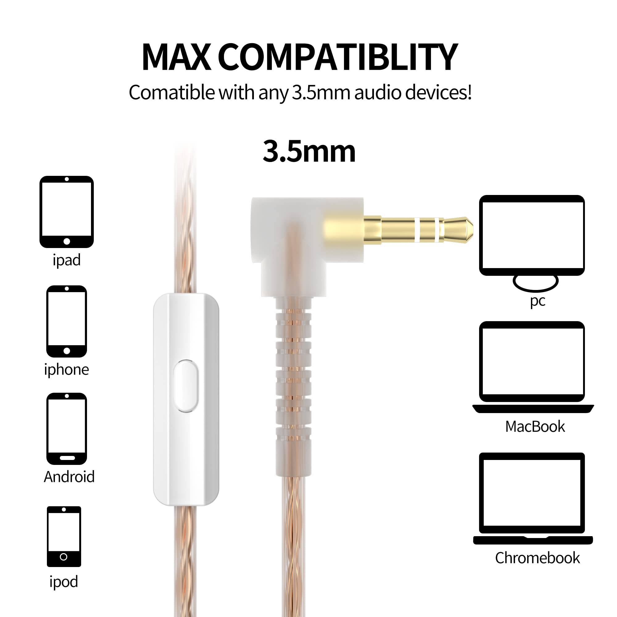 KZ EDX Wired Headset in Ear Entry Level HiFi Headset 3.5mm Detachable 2pin IEM bass Music Game Headset (Black, No mic)