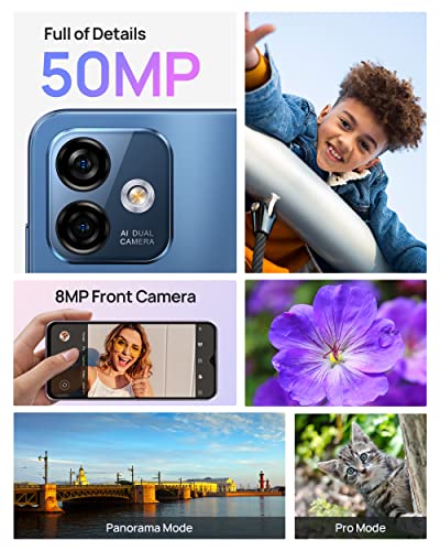 Ulefone Note 16 Pro Unlocked Cell Phone 16GB+256GB, 8-Core, 6.52" Display Smartphone Unlocked, Android 13, 50MP AI Camera Mobile Phone, 4400 mAh, Dual 4G LTE, Fingerprint Unlock, U.S. Version, Purple