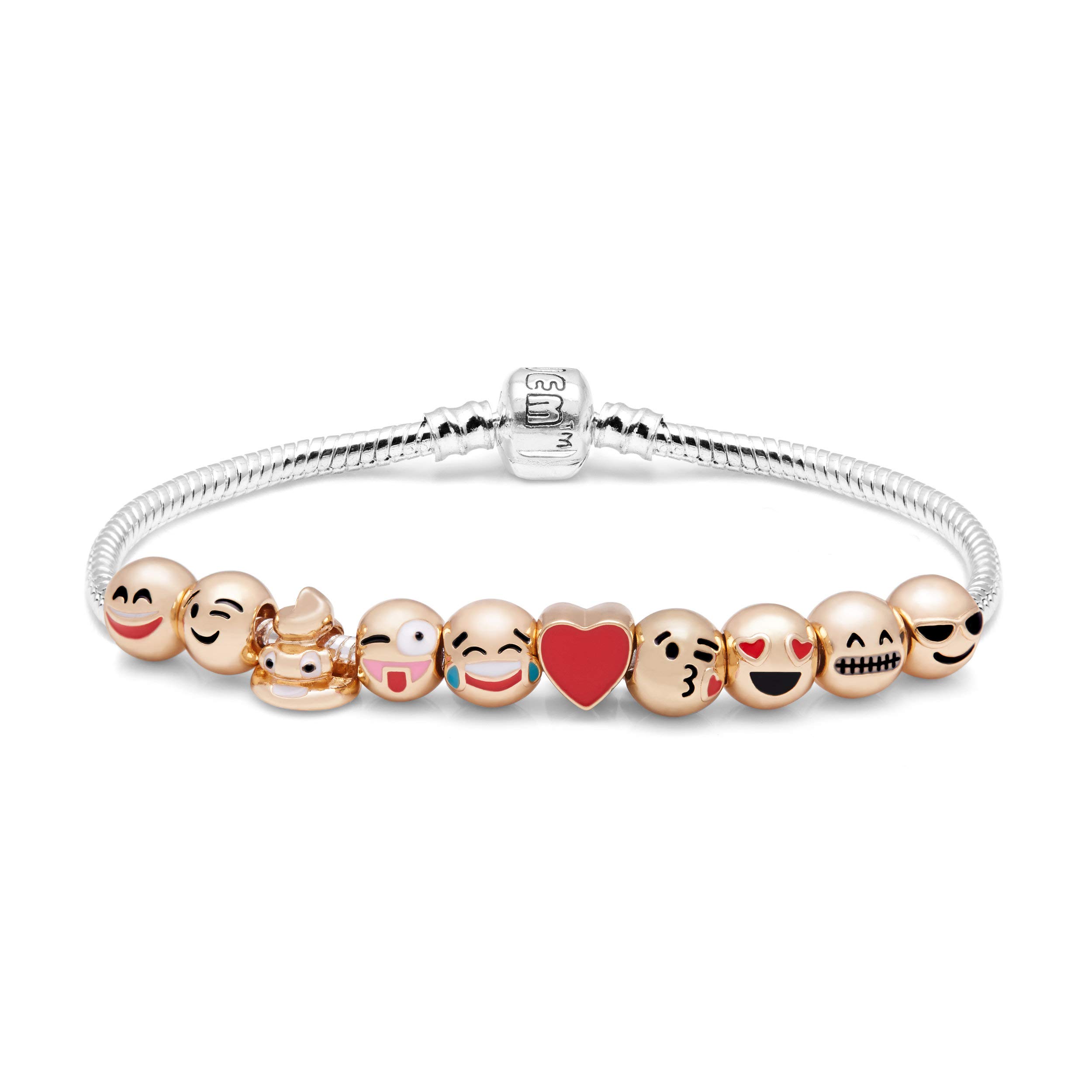 Emojem Charm Bracelet | Five Charms | 18K Gold Plated | Emoji Jewelry | Womens Bracelet Gift