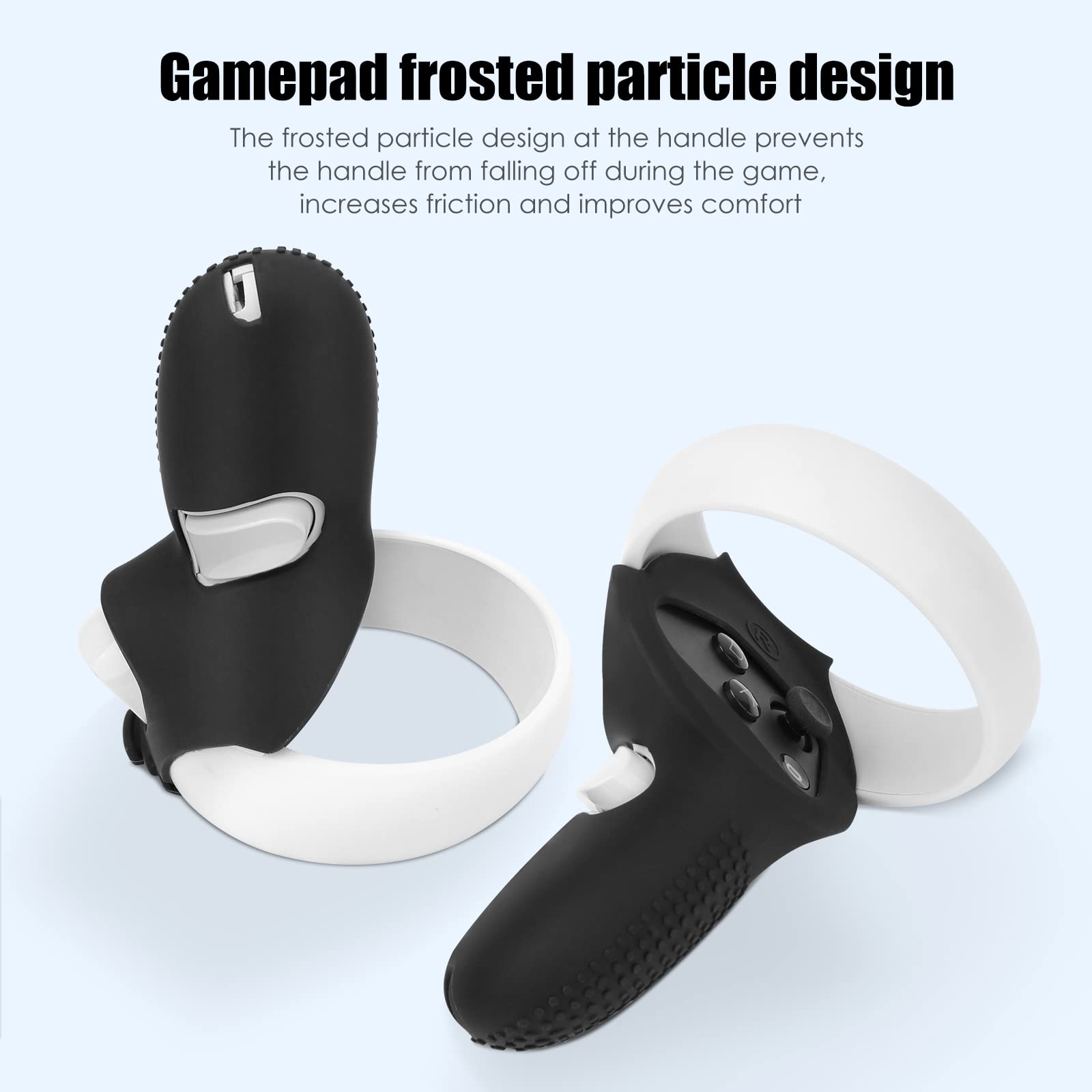 for Oculus Quest 2 Accessories, Quest 2 VR Silicone face Cover, VR Shell Cover, Touch Controller Grip Cover(Black)