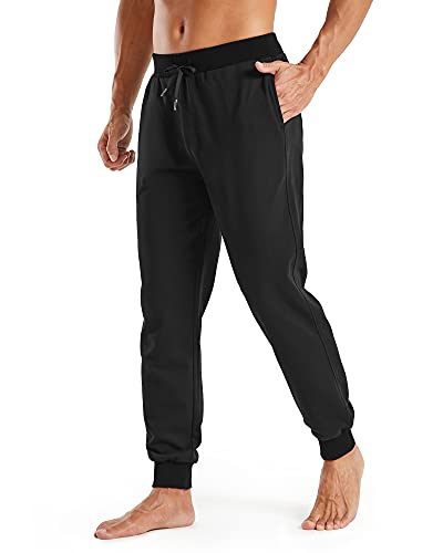 G4Free Mens Sweatpants Lounge Pants with Pockets Cotton Joggers Xmas Holiday Pants for Winter Running (Black, L)