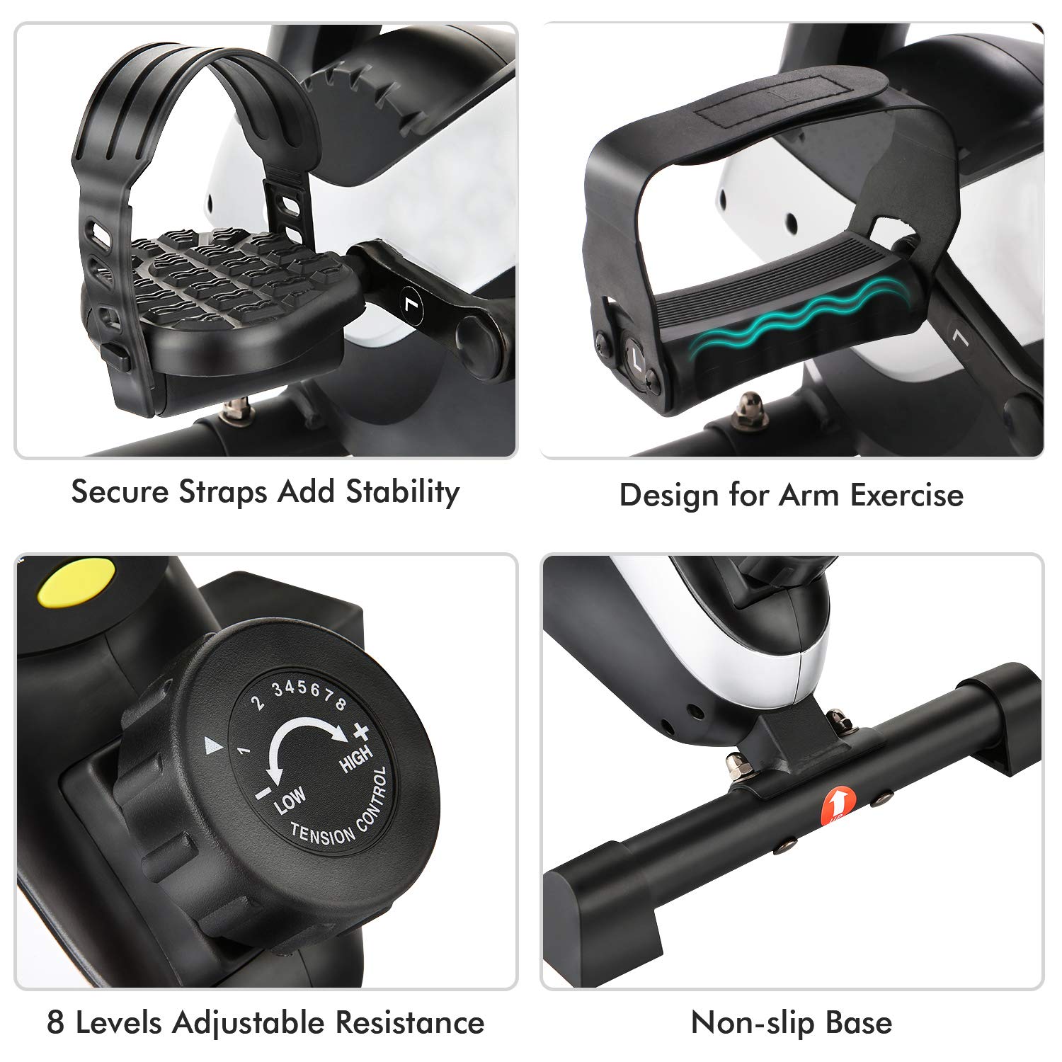 FUNMILY Pedal Exerciser Mini Exercise Bike Arm and Leg Exercise Peddler for Seniors Elderly, Medical Stationary Small Cycle with Magnetic Resistance, Silent & Compact