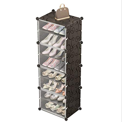TAZSJG Multilayer Simple Shoe Rack Space Saving Shoes Boots Organizer Closet DIY Assembled Module Shoe Cabinet with Door Home Furniture