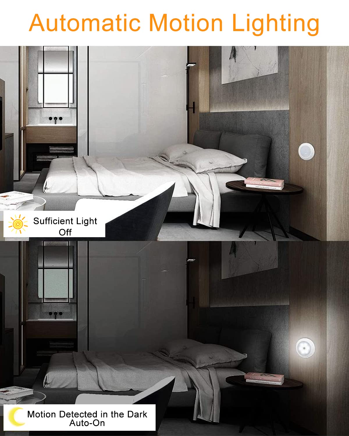 Dream Master Motion Sensor LED Light, Cordless Battery Operated Night Light, Stick Anywhere without Tools, Lights for Entrance, Hallway, Basement, Garage, Bathroom, Cabinet, 3 Pack (Cool White)
