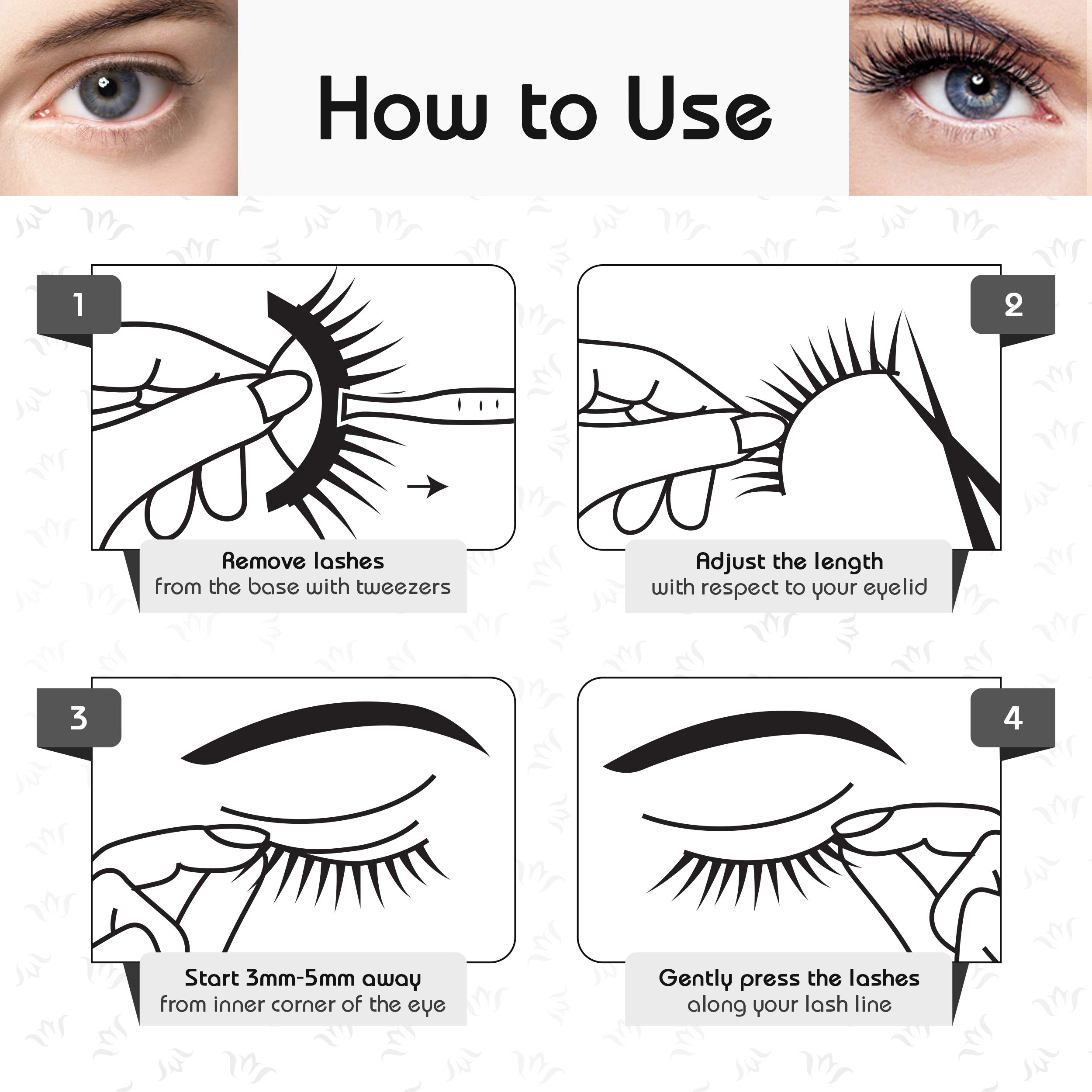 False Eyelashes Natural Face Eye Lashes - Self Adhesive Eyelash Strip - Pre Glued Falsies Eyelashes
