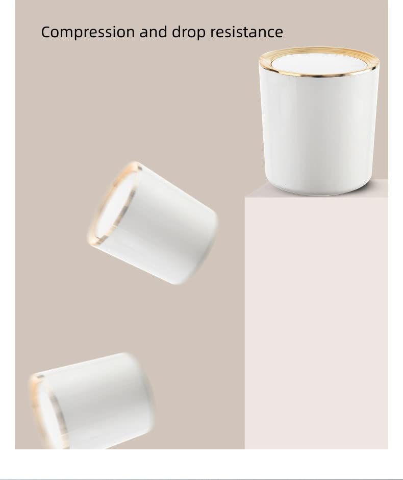 Mini Trash Can with Lid, -Wastebasket for Bathroom Vanity, Desktop, Tabletop Kitchen, Tabletopand Officeor Coffee Table - Dispose of Cotton Rounds, Makeup Sponges, Fruit Peel (White)