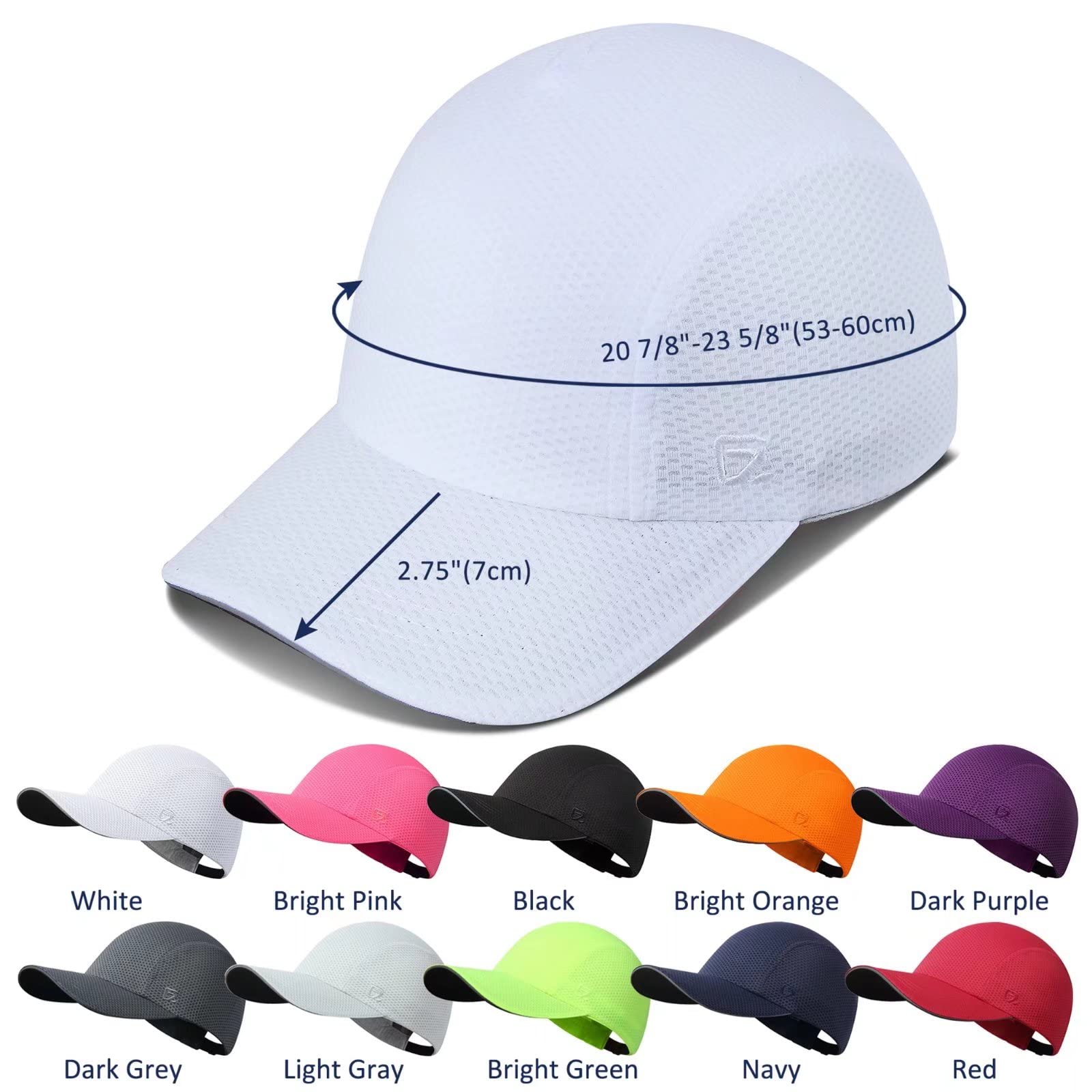 GADIEMKENSD Women's Race Day Running Hat Performance Mesh Baseball Cap - Excellent Ventilation, Lightweight, Reflective Safety Ponytail Hats for Exercise Golf Hiking Workout Gym Black White 2Pack