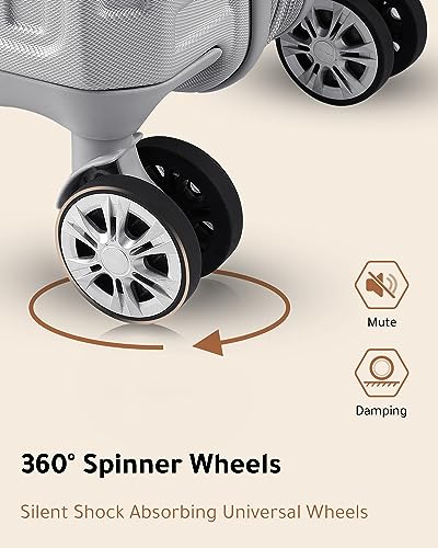 LUGGEX PC 28 Inch Luggage with Spinner Wheels - Hardside Expandable Large Checked Luggage - 4 Metal Corner Hassle-Free Travel (Silver Suitcase)