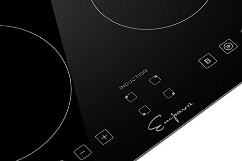Empava 24 Inch Electric Stove Induction Cooktop with 4 Power Boost Burners Smooth Surface Vitro Ceramic Glass in Black 240V