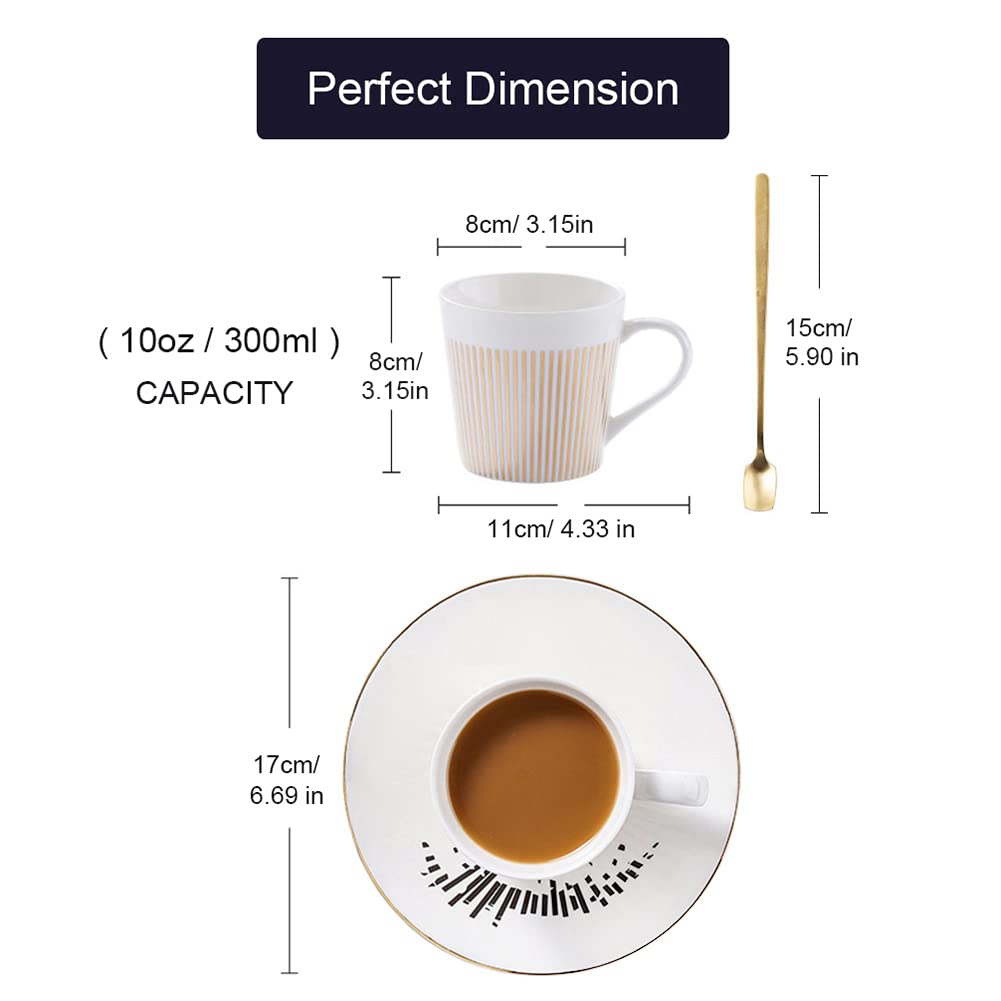 Hansyelect Coffee Cup and Saucer Set 10oz Mirror Cup Creative Art Mirage Inverted Image Cup Luxury Porcelain Teacup Saucer for Coffee Milks Cappuccino Espresso Tea Cute Pretty Gifts (Dynamic)