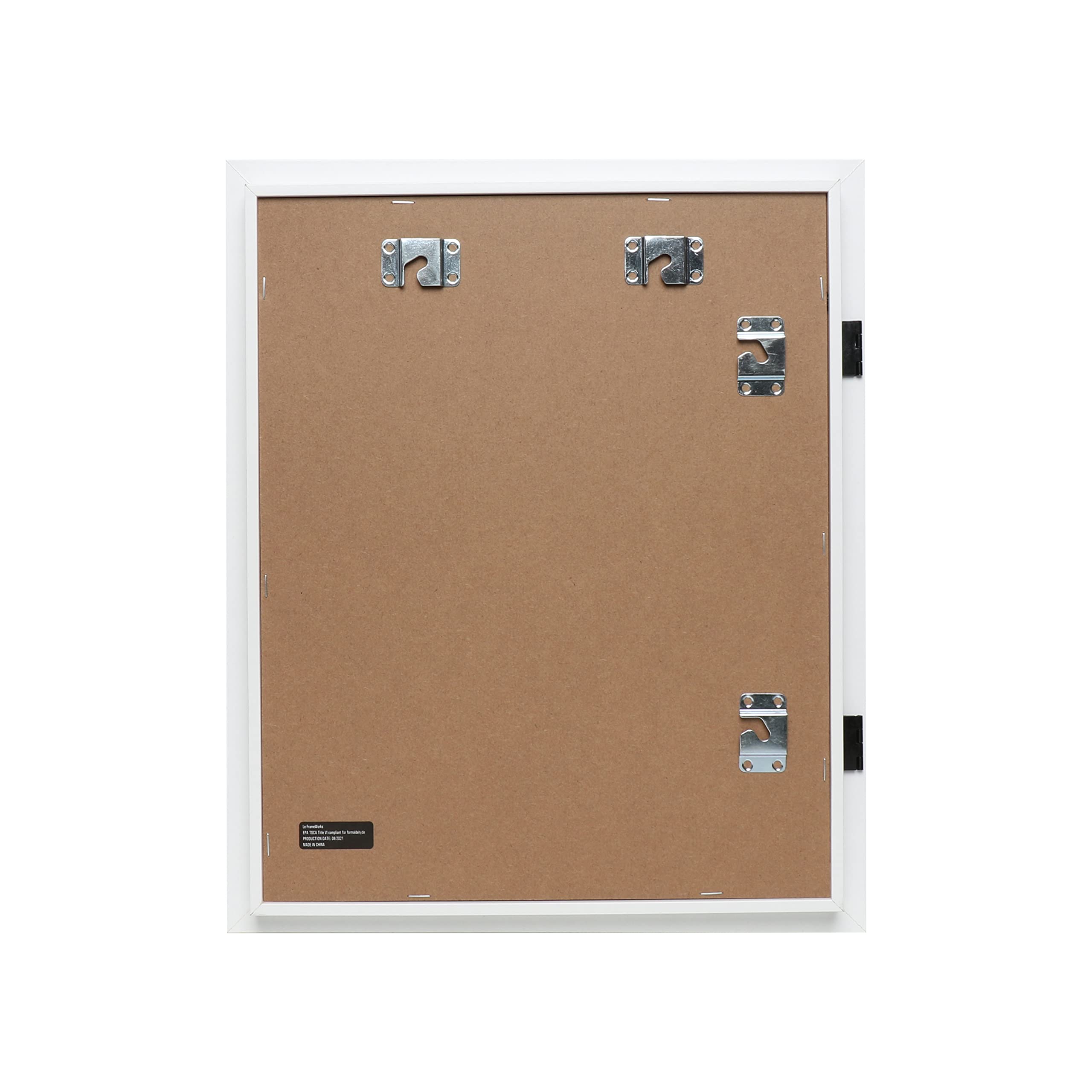 FrameWorks 10β x 12.5β White Wooden Kid Art Frame with Gallery Style Edges, Tempered Glass, and Elastic Straps