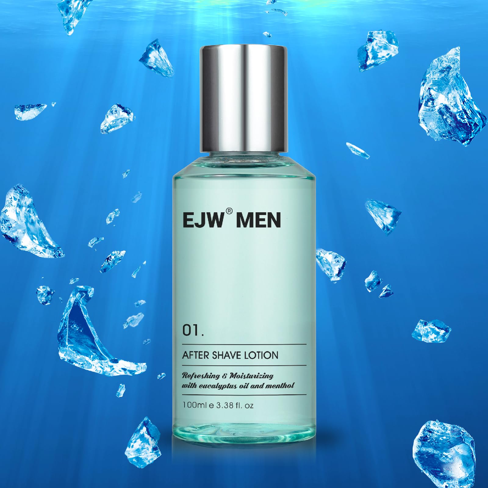 EJW After Shave Lotion for Men - Cooling & Soothing Formula with Witch haze, Aloe Vera and Field Mint Leaf, 3.38 fl oz
