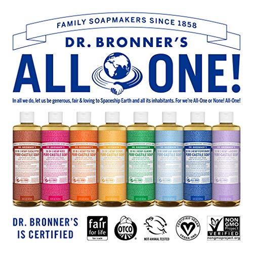 Dr. Bronner's - Pure-Castile Liquid Soap Variety Pack - Eucalyptus, Citrus, Rose, & Tea Tree, Made w/Organic Oils, 18-in-1 Uses: Face, Body, Hair, Laundry, Pets, Dishes, Etc. (16oz, 4-Pack)