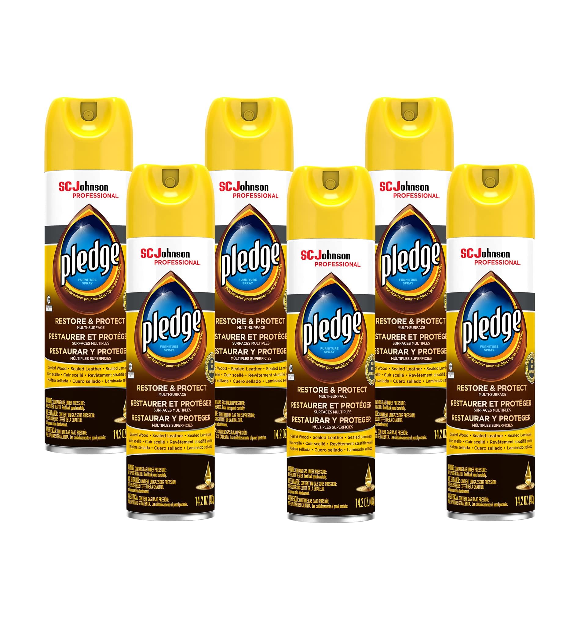 SC Johnson Professional, Pledge Revive It, Moisturizes and Revitalizes Surfaces, Aerosol, 14.2 Ounce (Pack Of 6)