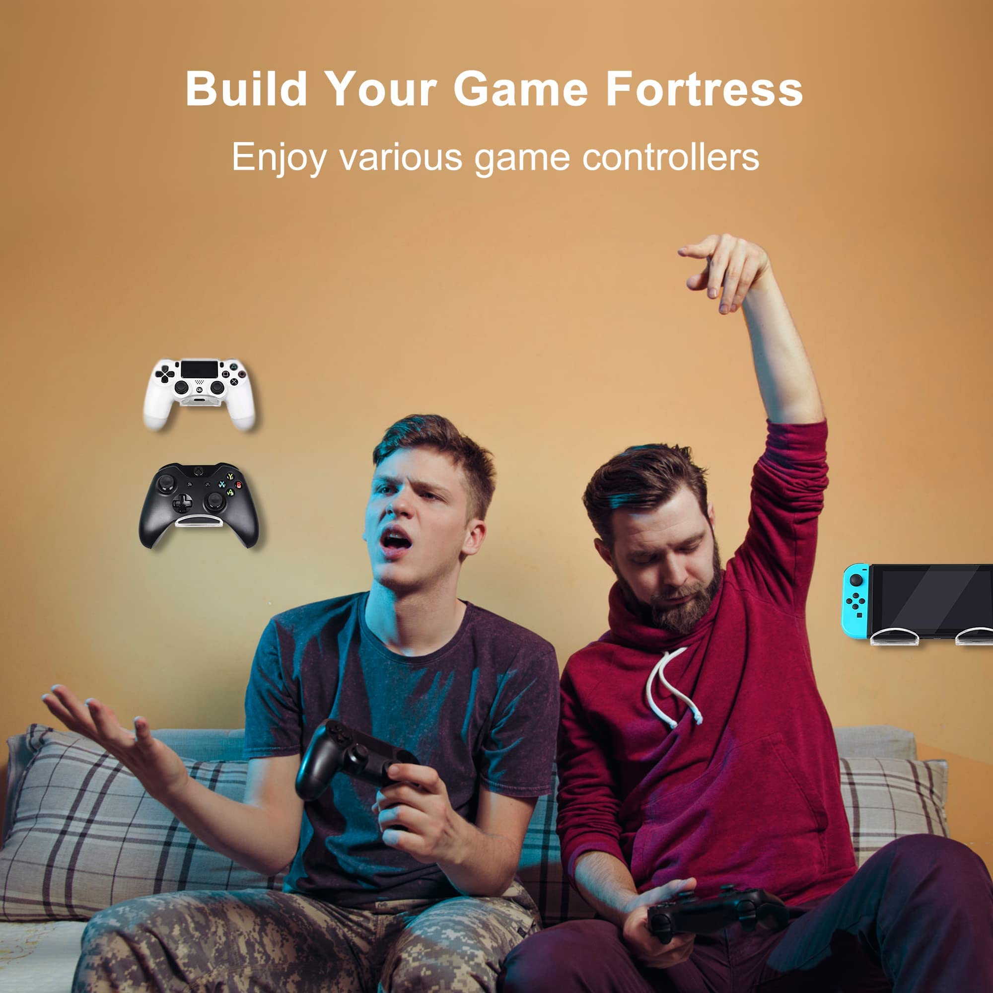 Game Controller Stand Holder Wall Mount - 2 Pack for Gaming&Audio Headsets Holder Hook, Controller Headset Stand Holder for PS5/PS4/Xbox Gamer Gifts,No Screws, Easy to Install (White)