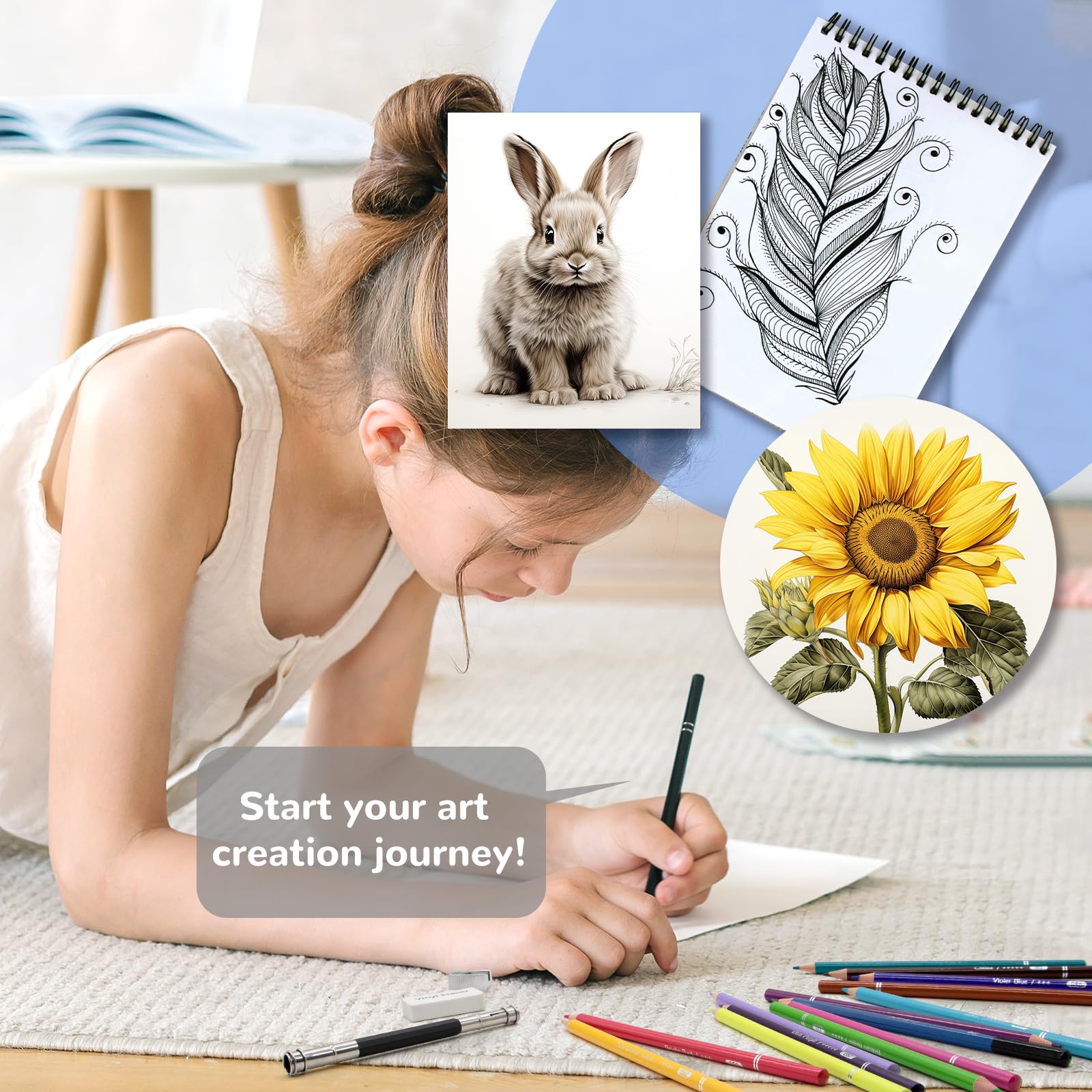 Drawing Pencils Sketch Art Set-40PCS Drawing and Sketch Set Includes 18 Sketching Graphite Pencils,Graphite and Charcoal Pencils,100Pages Sketch Pad and Accessories